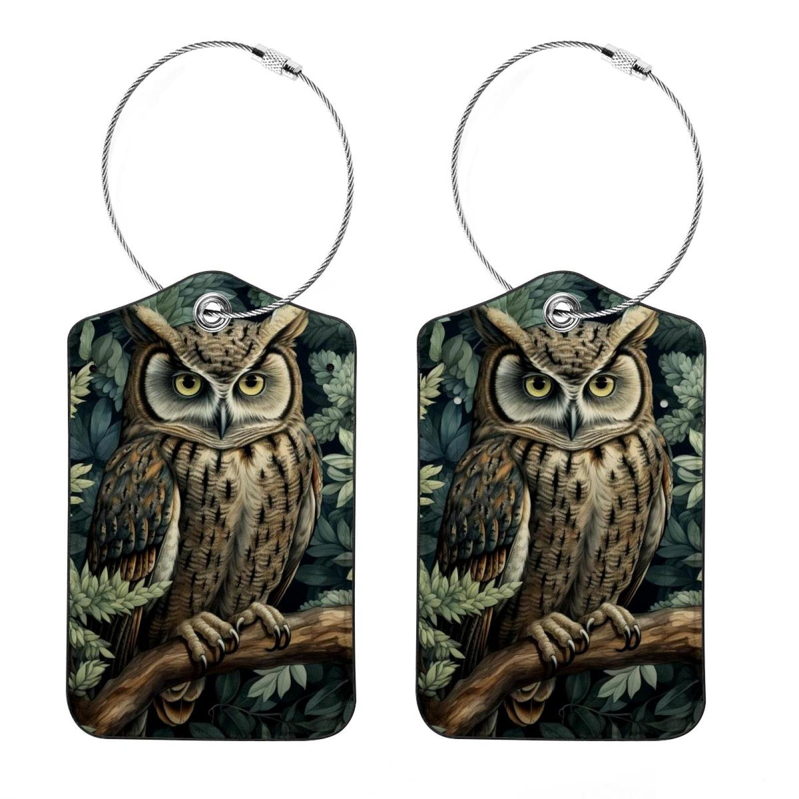 2 Pieces Owl Luggage Tags with Full Back Privacy Cover /Steel Loops ...