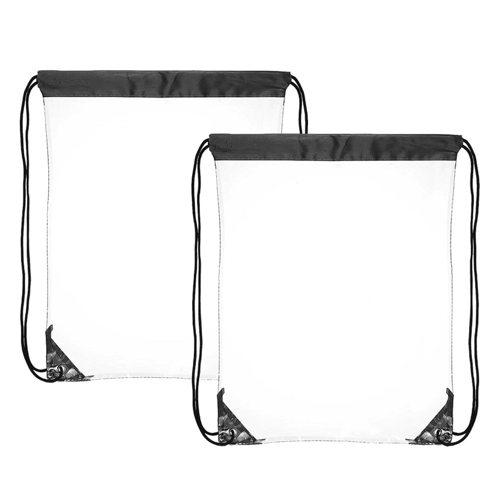 2 Pieces PVC Clear Drawstring Bag Waterproof Drawstring Backpack Clear ...