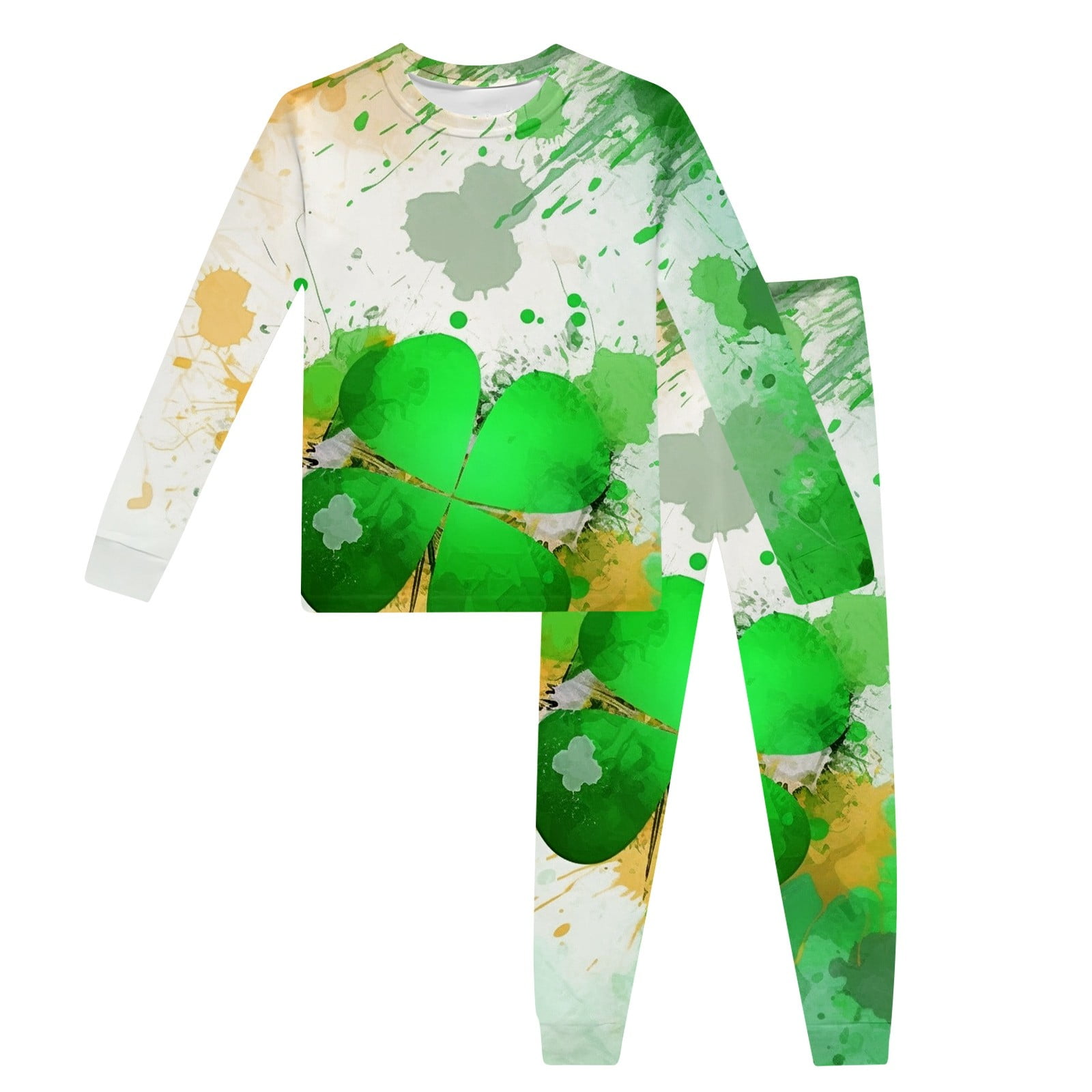 2 Pieces Pajama St Patricks Day Girls and Boys Lucky Irish Graphic Long ...