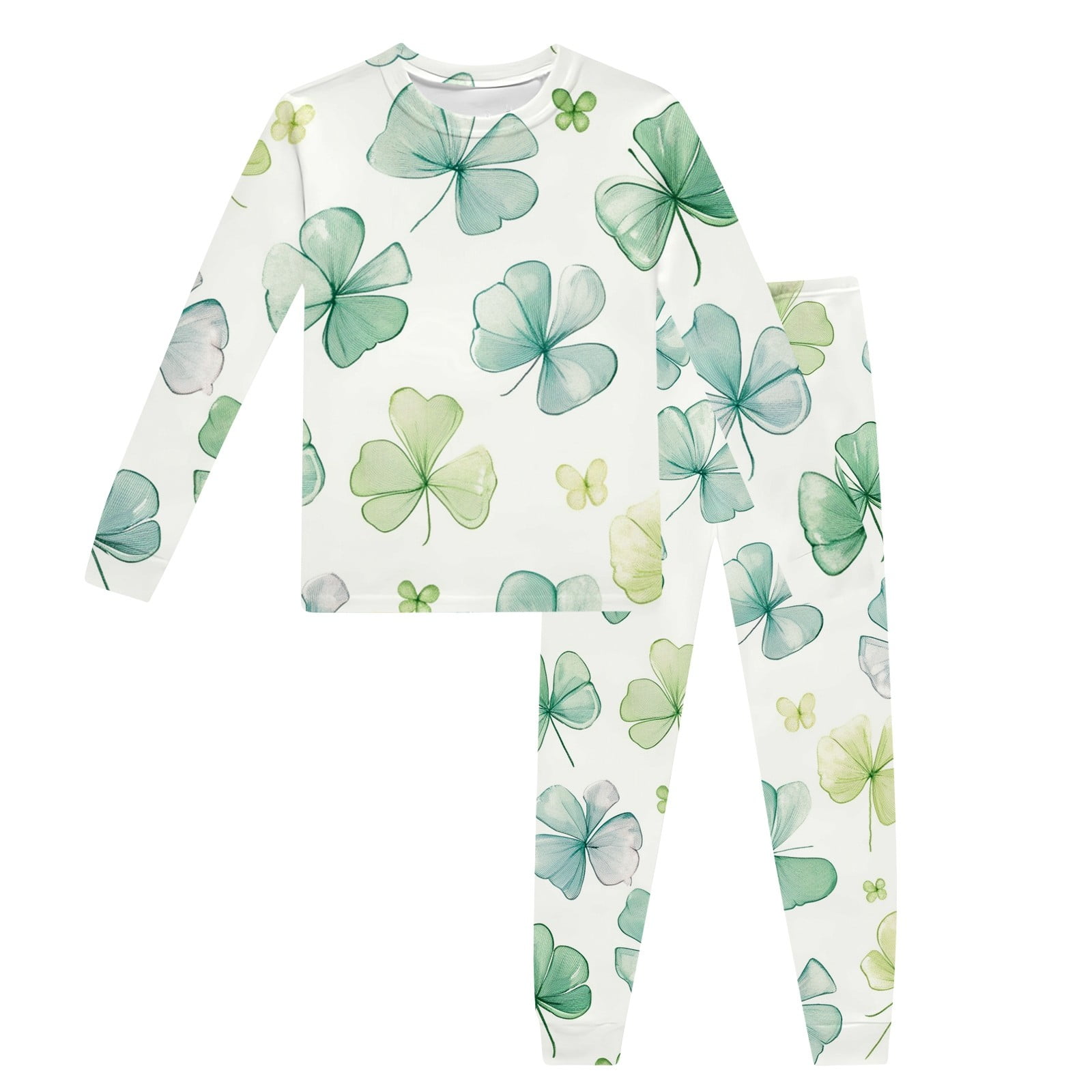 2 Pieces Pajamas St Patricks Day Long Sleeve Outfits Shamrocks Clover ...