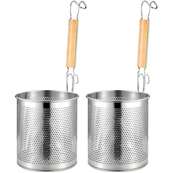 2 Pieces Pasta Strainer, Stainless Steel Mesh Spider Strainer, Basket ...