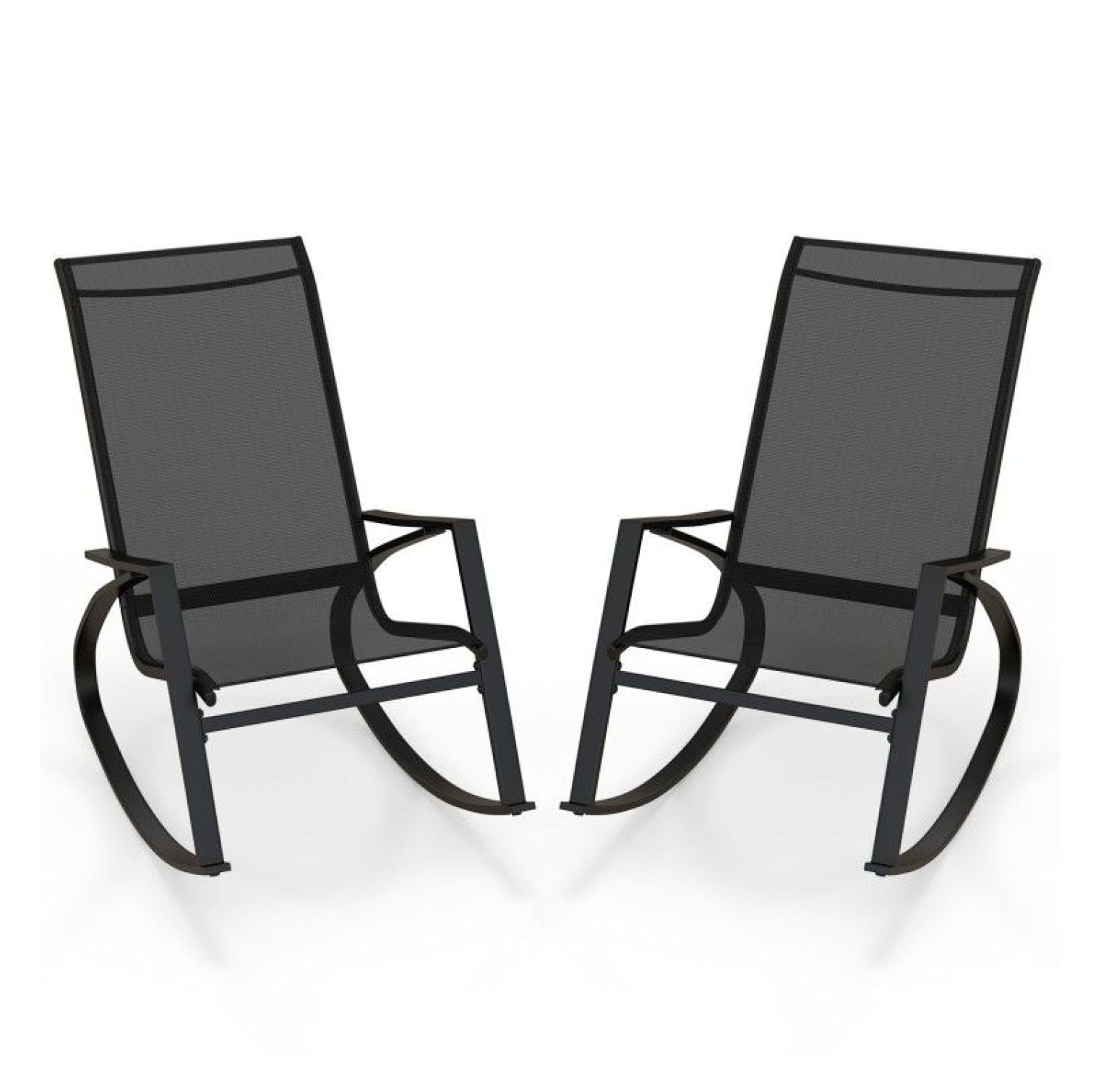 2 Pieces Patio Rocking Chairs Outdoor Sling Fabric Rockers with ...