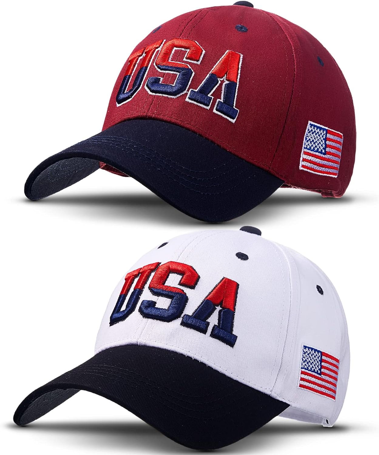 2 Pieces Patriotic Baseball Cap Adjustable Cotton Dad Hat USA ...