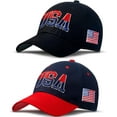 2 Pieces Patriotic Baseball Cap Adjustable Cotton Dad Hat USA Embroidered American Flag Cap for ...