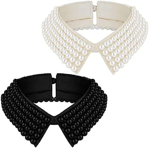 2 Pieces Pearl Collar Necklace for Women Detachable Fake Collar ...