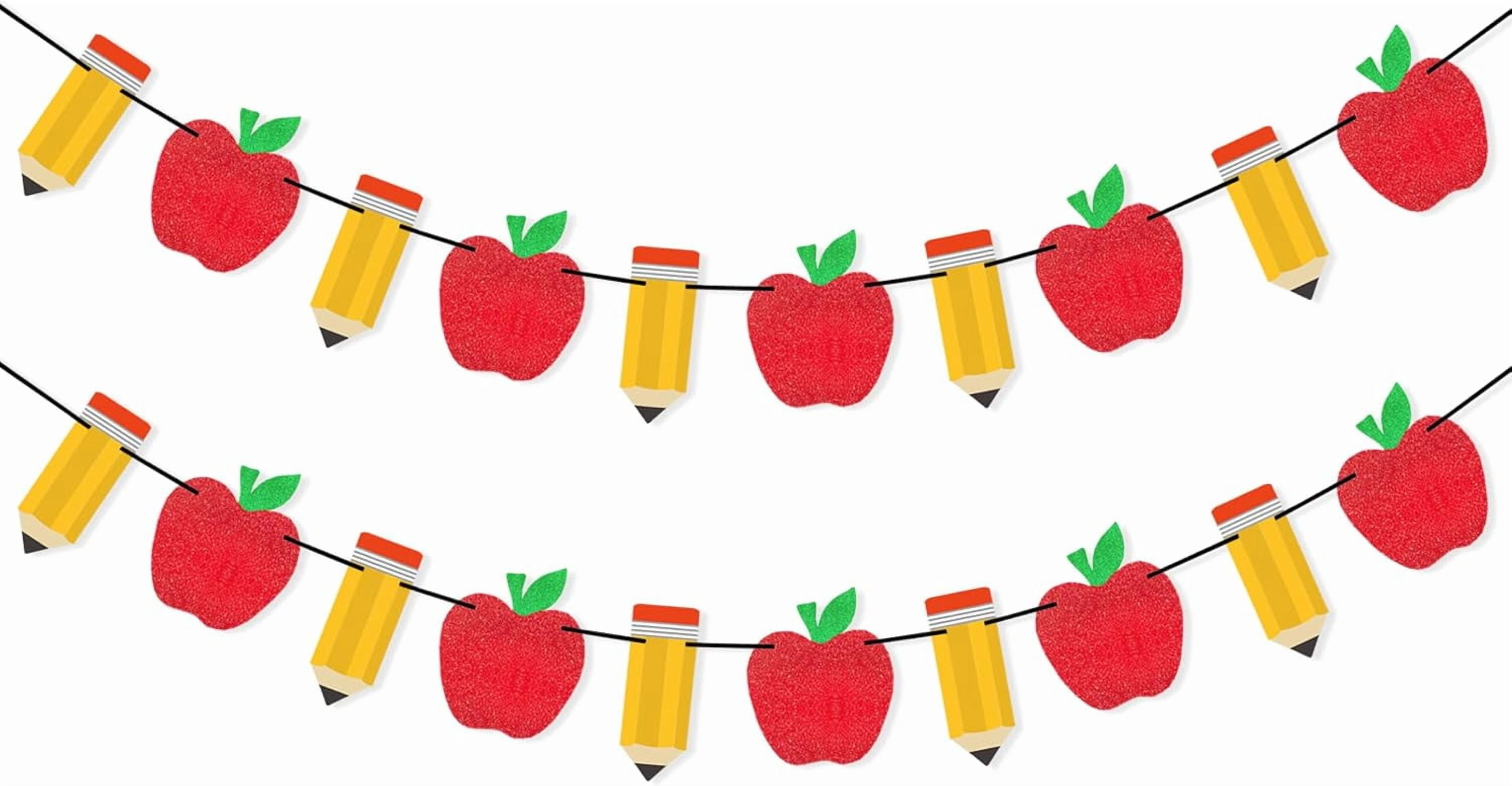 2 Pieces Pencil Apple Banner for Back to School Decorations, First Day ...
