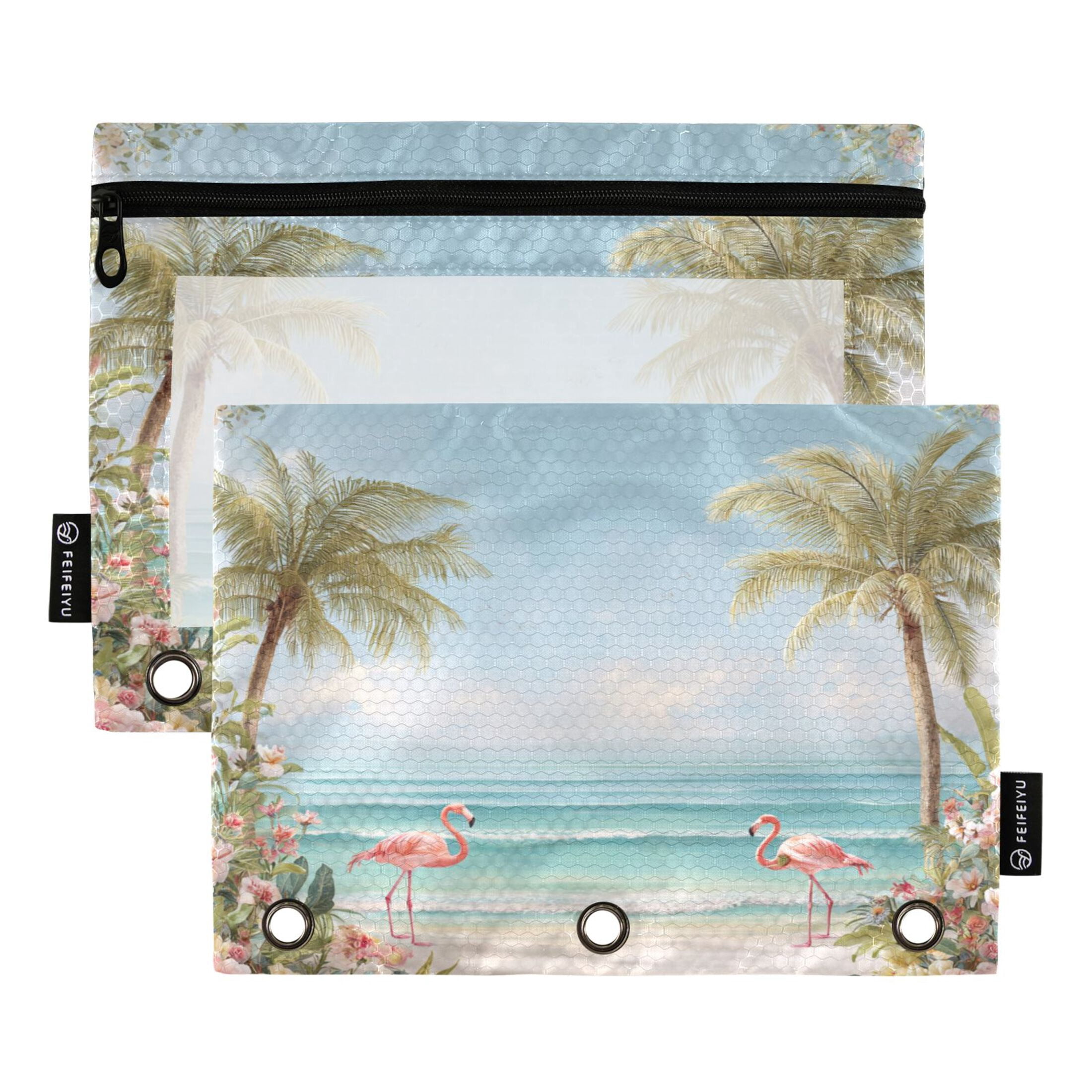 2 Pieces Pencil Bag Binder Pouches 3-Ring Page Turning Folder Pencil ...
