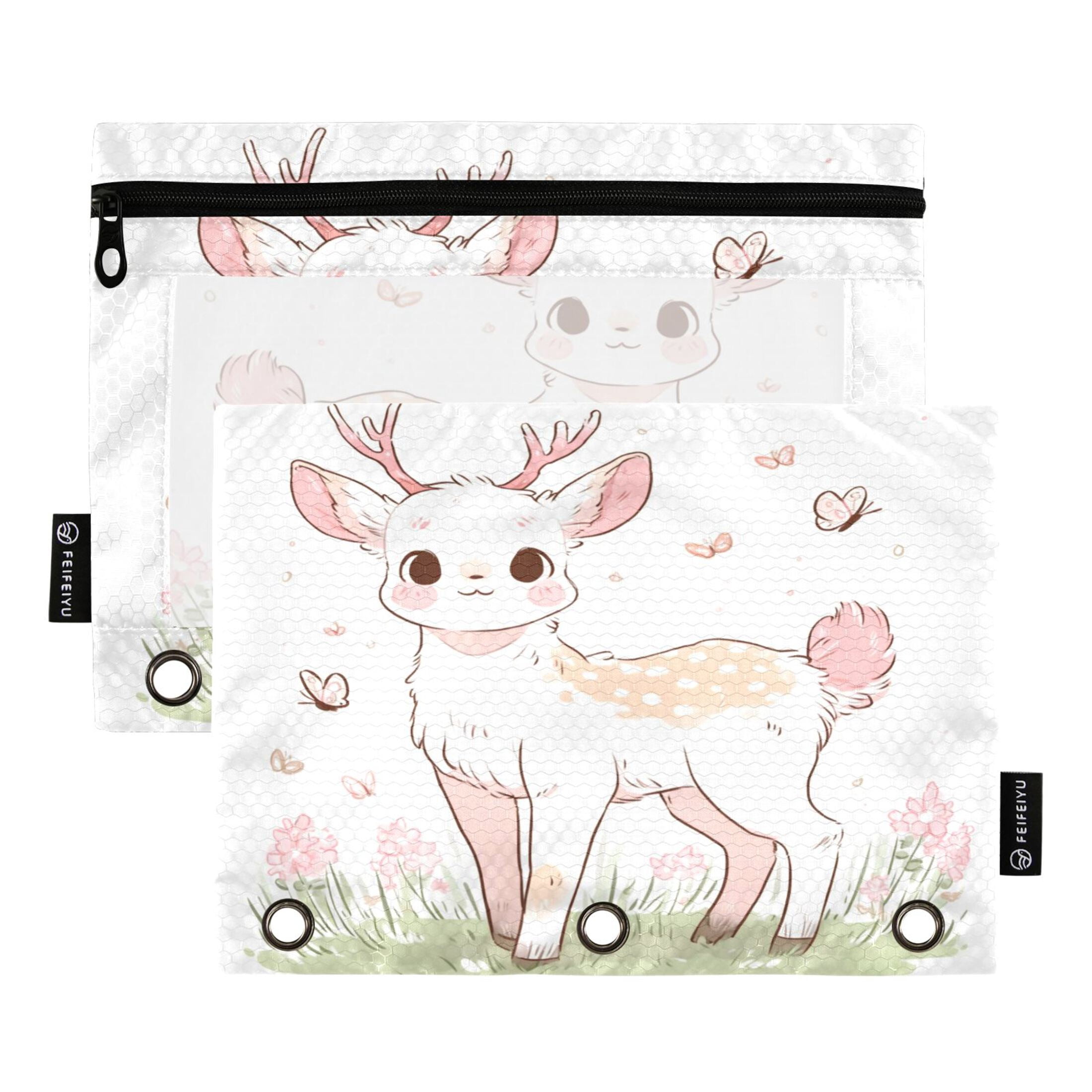 2 Pieces Pencil Bag Binder Pouches 3-Ring Page Turning Folder Pencil ...