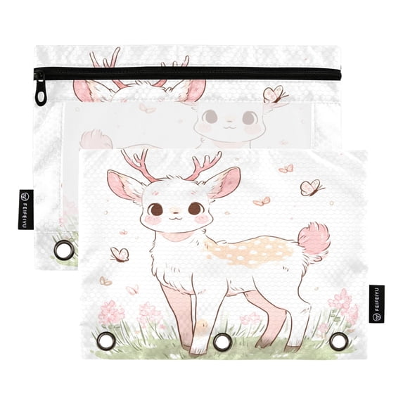 2 Pieces Pencil Bag Binder Pouches 3-Ring Page Turning Folder Pencil ...