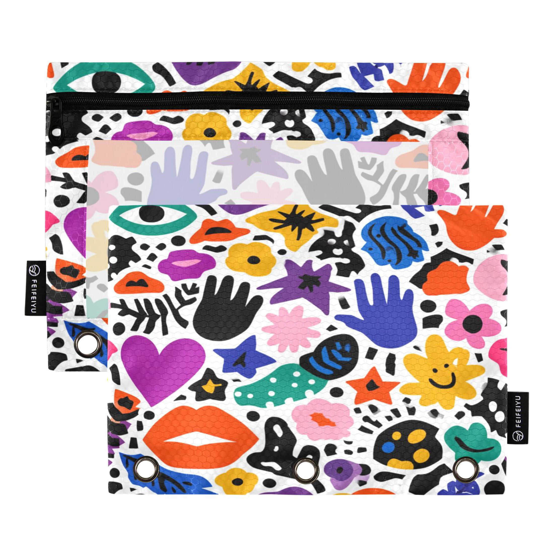 2 Pieces Pencil Bag Binder Pouches 3-Ring Page Turning Folder Pencil ...