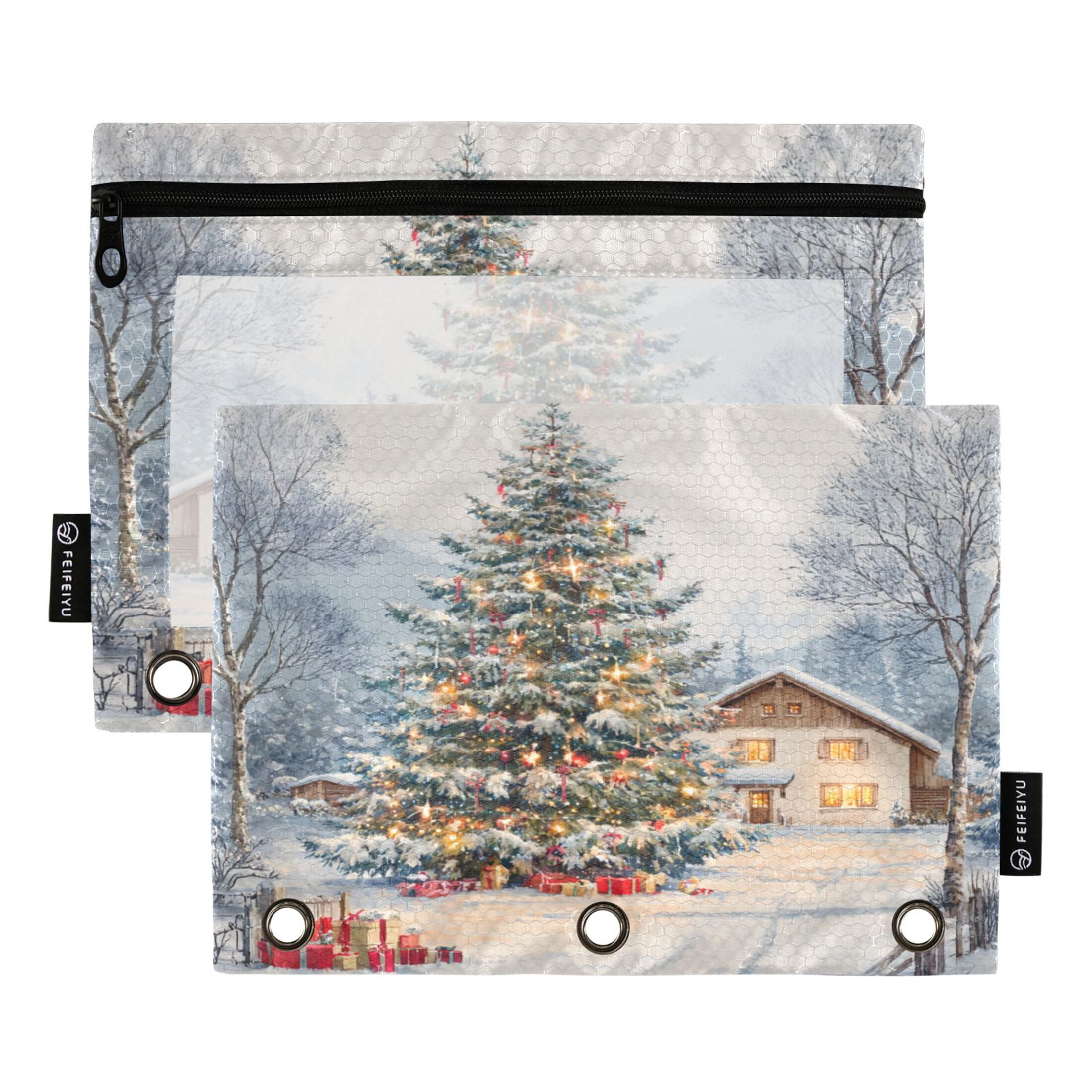 2 Pieces Pencil Bag Binder Pouches 3-Ring Page Turning Folder Pencil ...