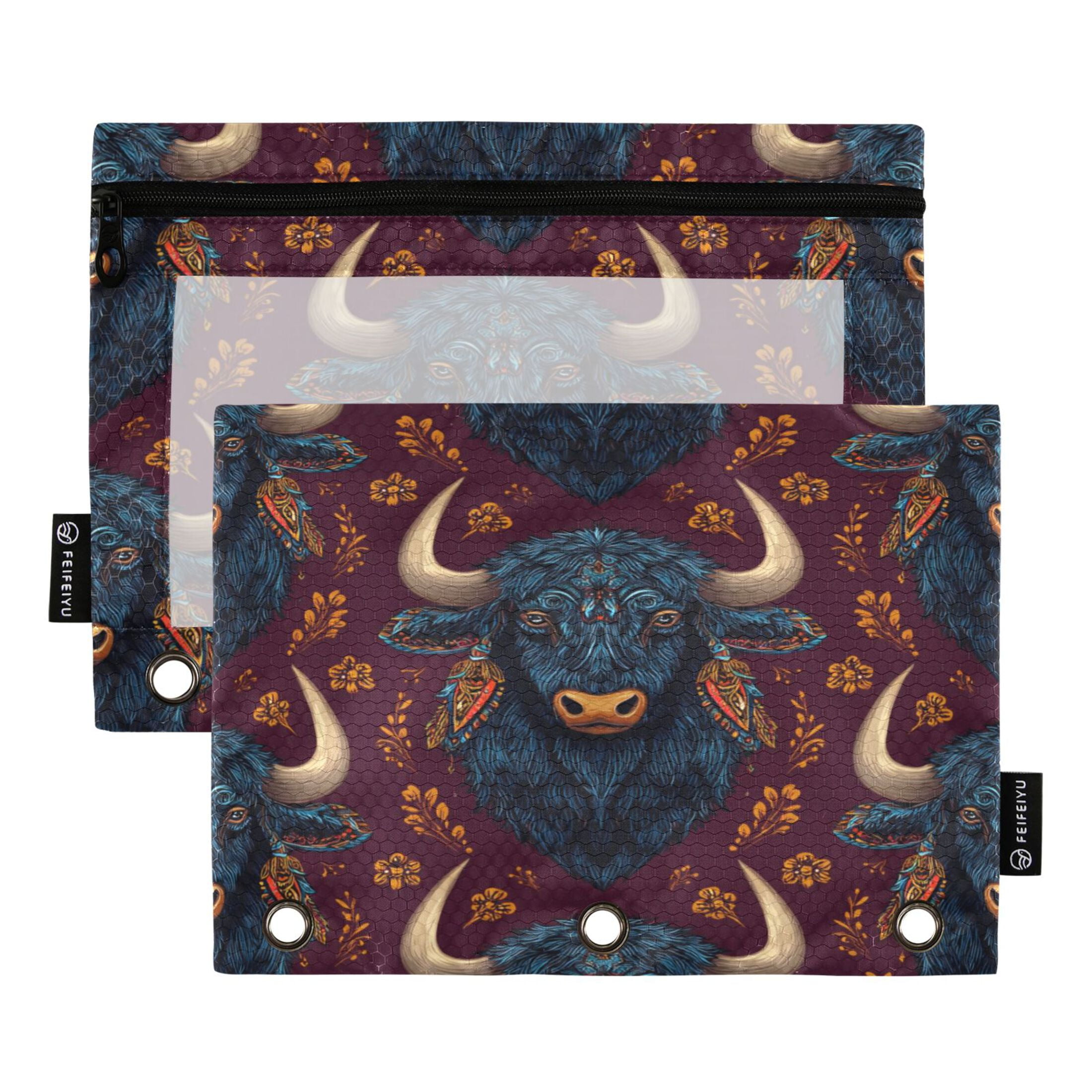 2 Pieces Pencil Bag Binder Pouches 3-Ring Page Turning Folder Pencil ...