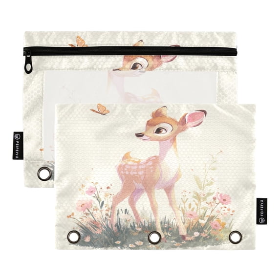 2 Pieces Pencil Bag Binder Pouches 3-Ring Page Turning Folder Pencil ...