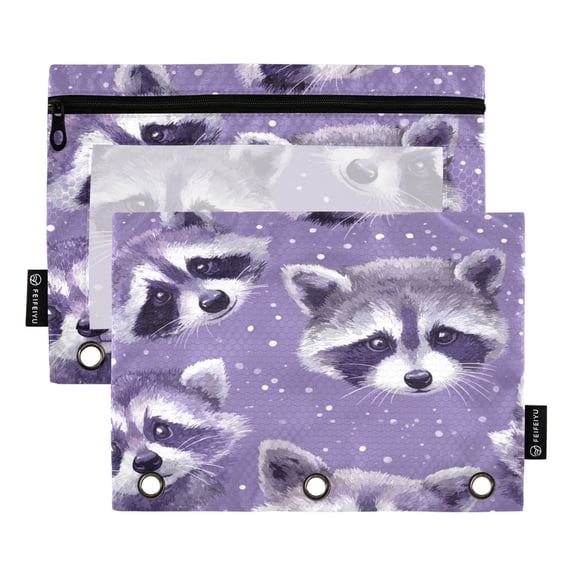 2 Pieces Pencil Bag Binder Pouches 3-Ring Page Turning Folder Pencil ...