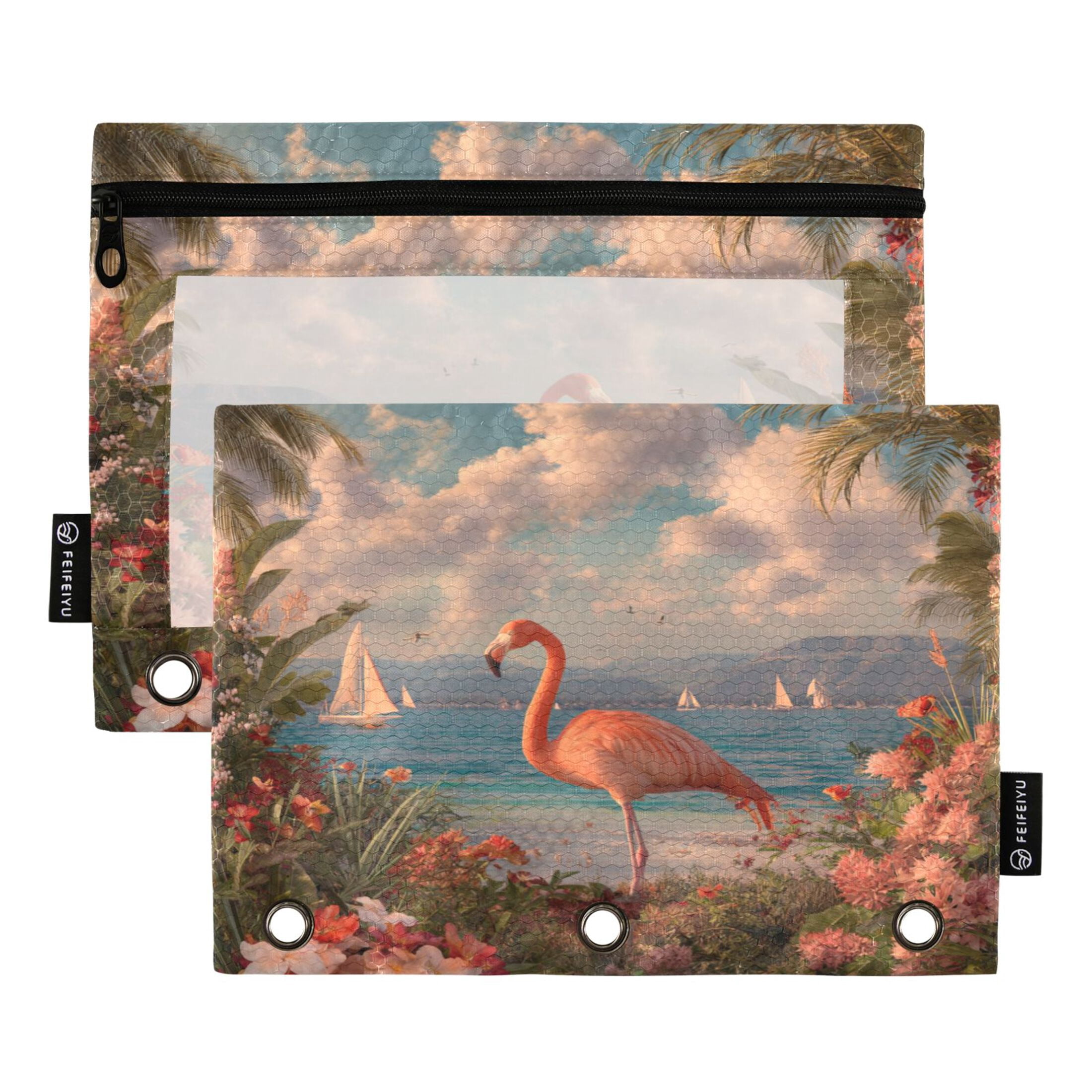 2 Pieces Pencil Bag Binder Pouches 3-Ring Page Turning Folder Pencil ...