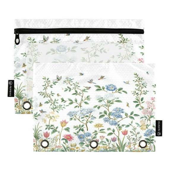 2 Pieces Pencil Bag Binder Pouches 3-Ring Page Turning Folder Pencil ...