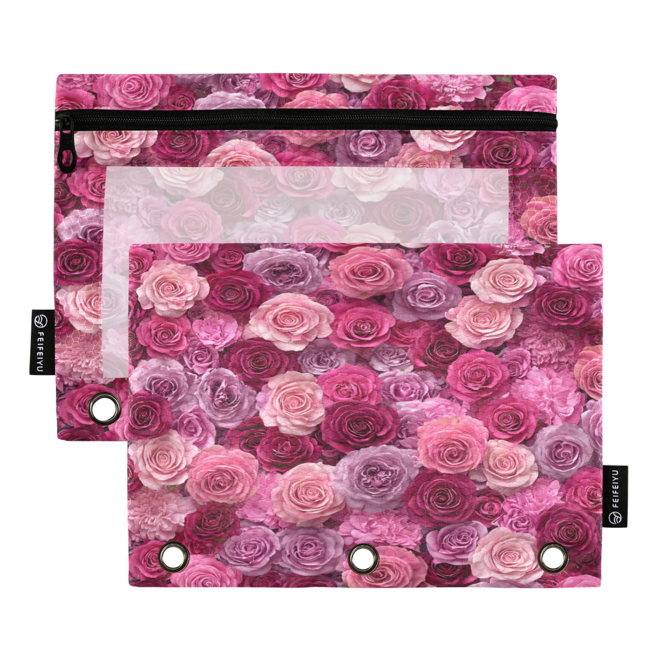 2 Pieces Pencil Bag Binder Pouches 3-Ring Page Turning Folder Pencil ...
