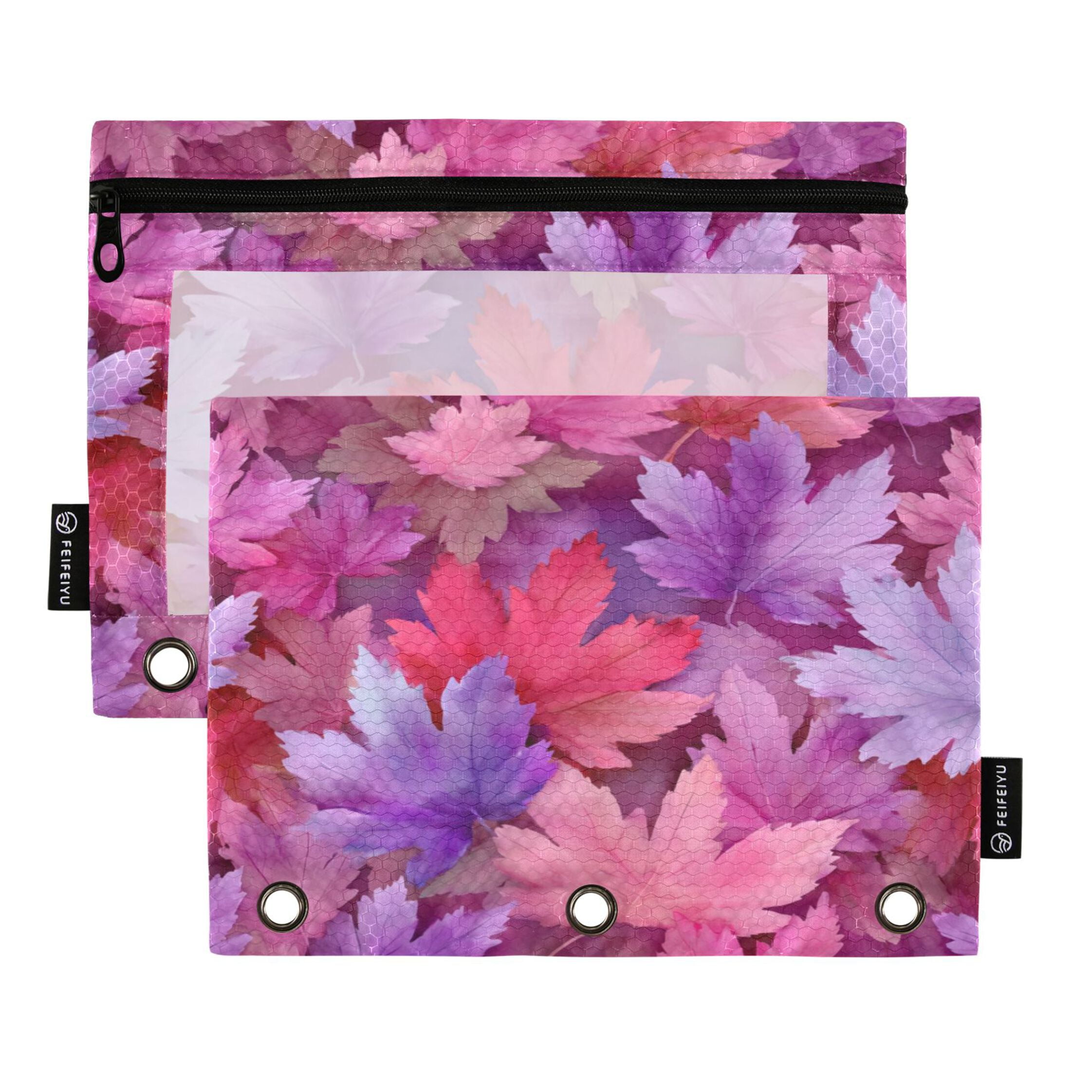 2 Pieces Pencil Bag Binder Pouches 3-Ring Page Turning Folder Pencil ...