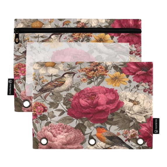 2 Pieces Pencil Bag Binder Pouches 3-Ring Page Turning Folder Pencil ...