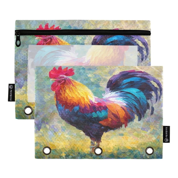 2 Pieces Pencil Bag Binder Pouches 3-Ring Page Turning Folder Pencil ...
