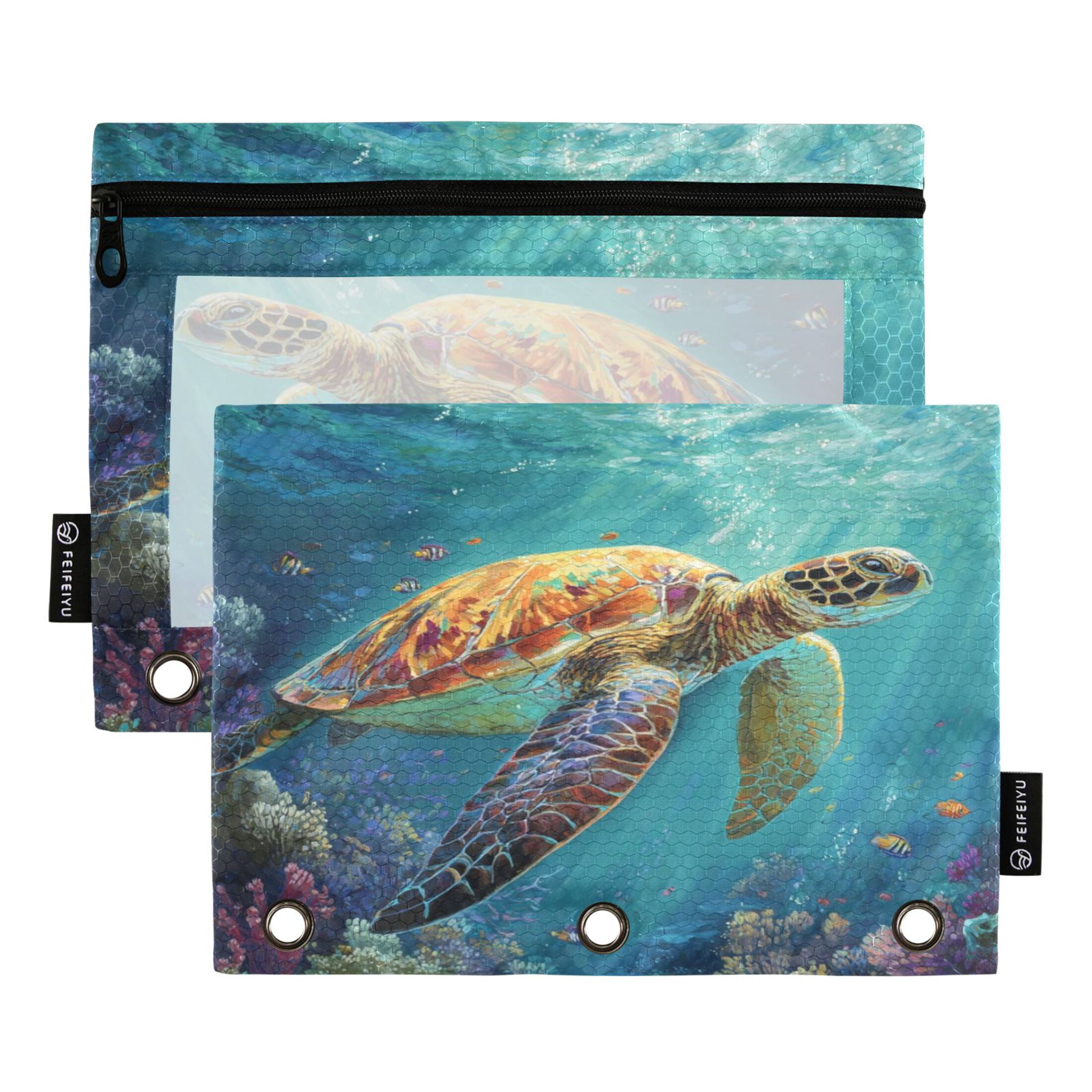 2 Pieces Pencil Bag Binder Pouches 3-Ring Page Turning Folder Pencil ...