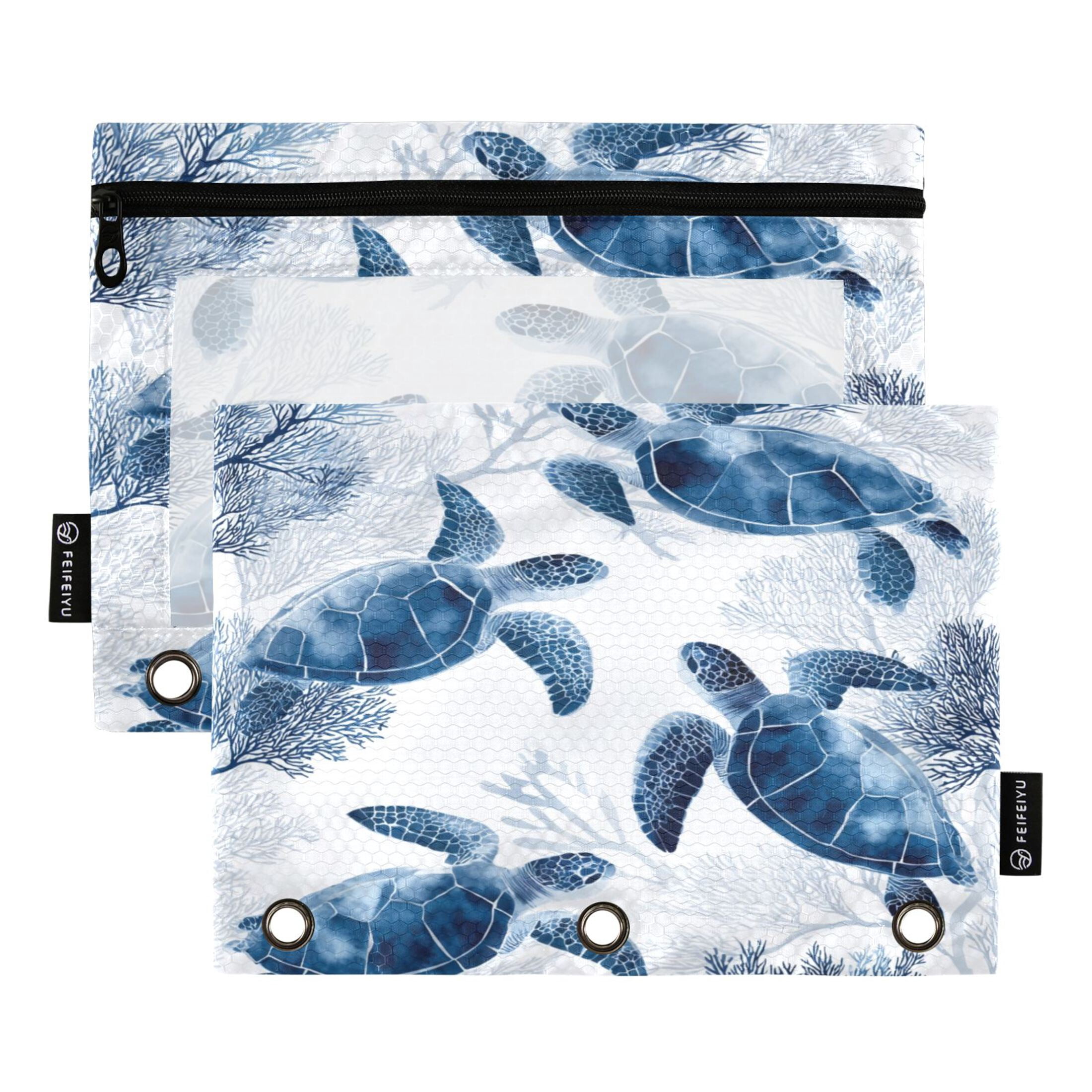 2 Pieces Pencil Bag Binder Pouches 3-Ring Page Turning Folder Pencil ...