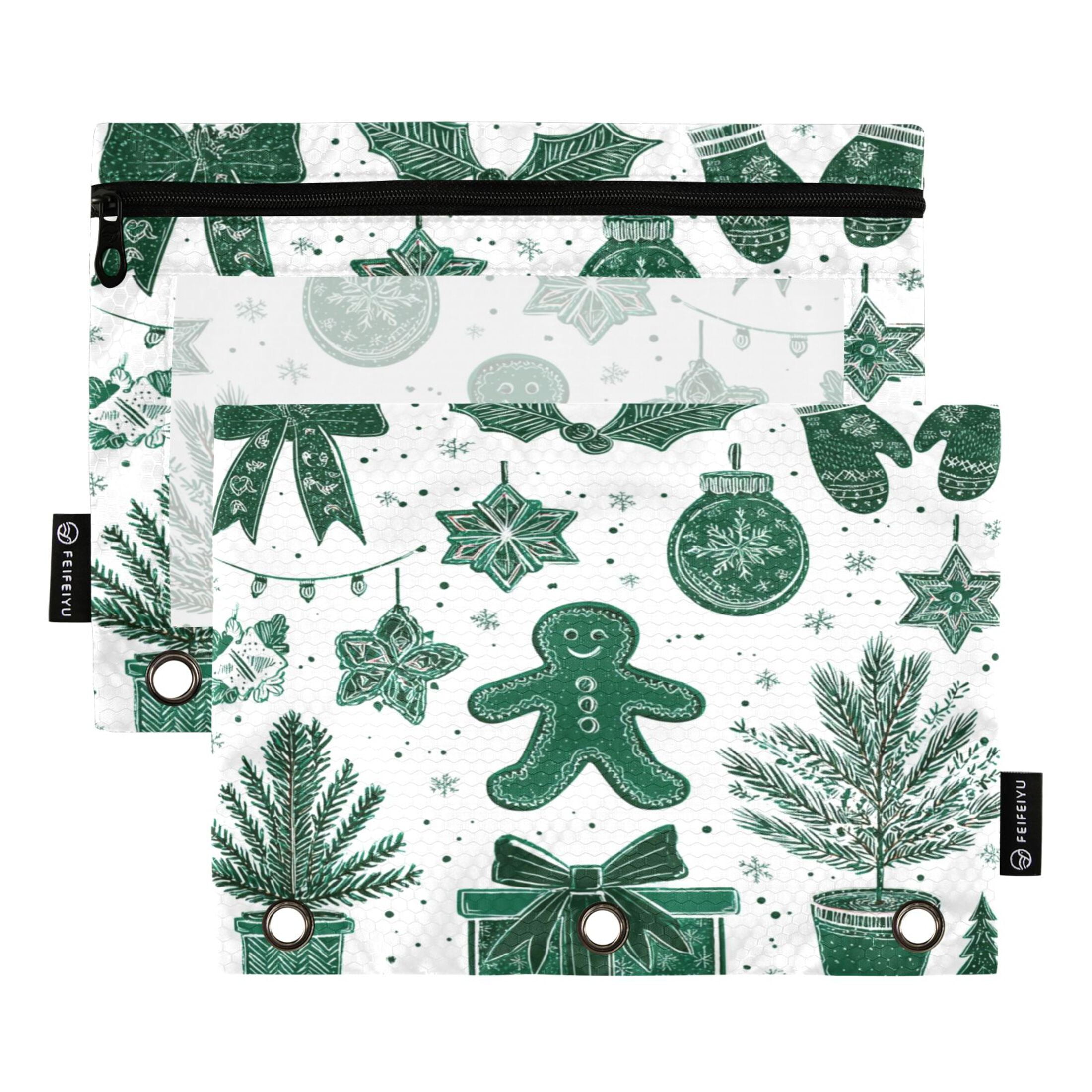 2 Pieces Pencil Bag Binder Pouches 3-Ring Page Turning Folder Pencil ...