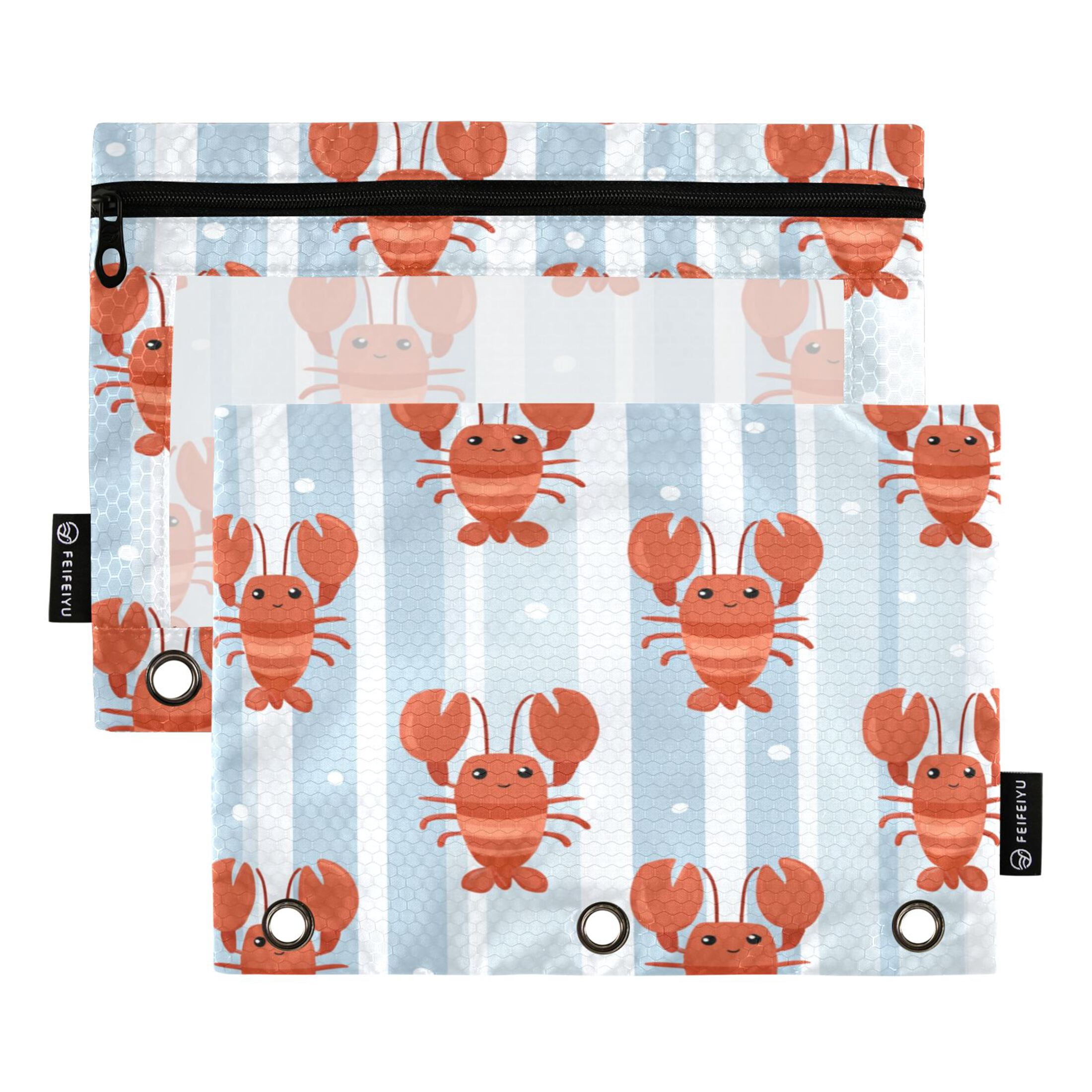 2 Pieces Pencil Bag Binder Pouches 3-Ring Page Turning Folder Pencil ...