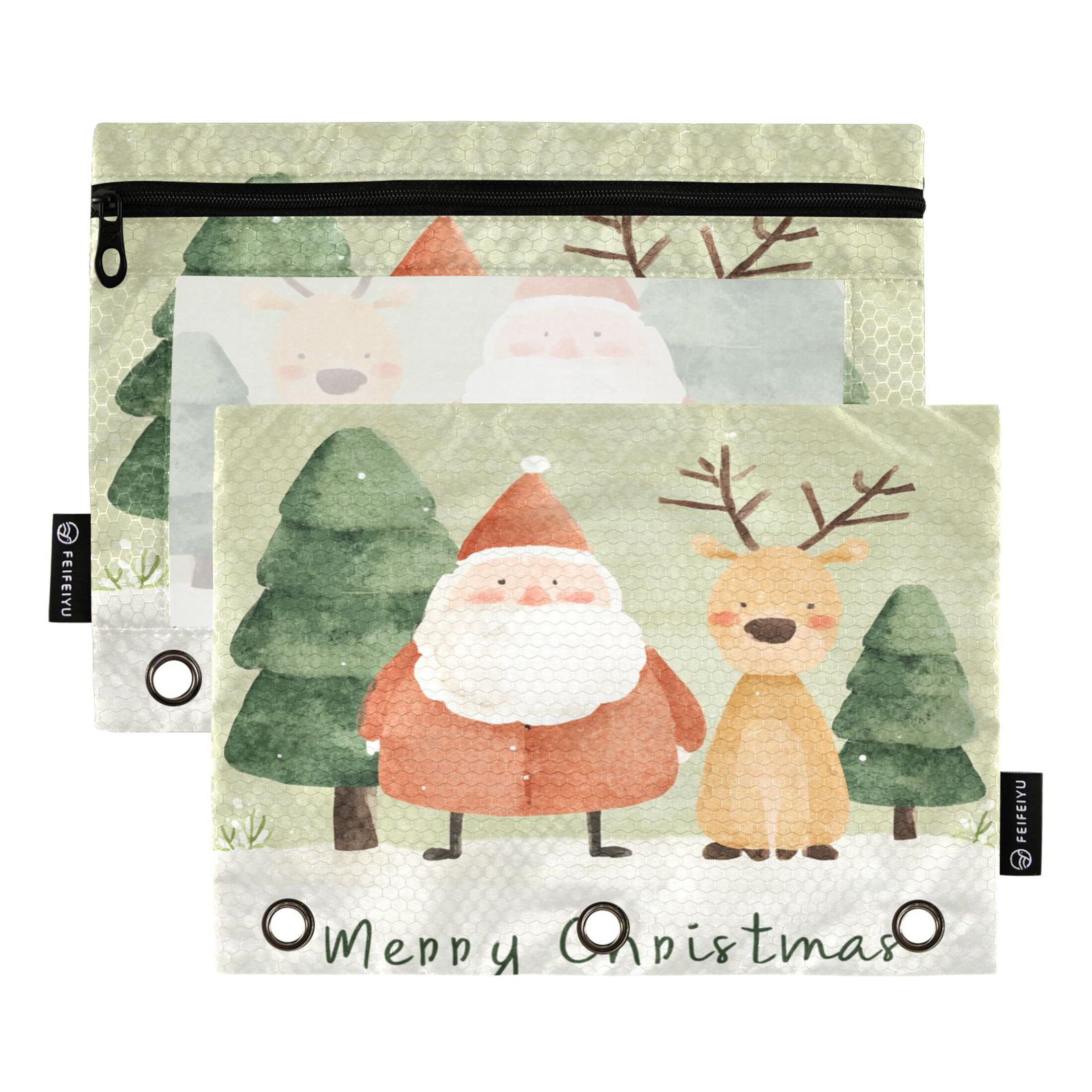 2 Pieces Pencil Bag Binder Pouches 3-Ring Page Turning Folder Pencil ...