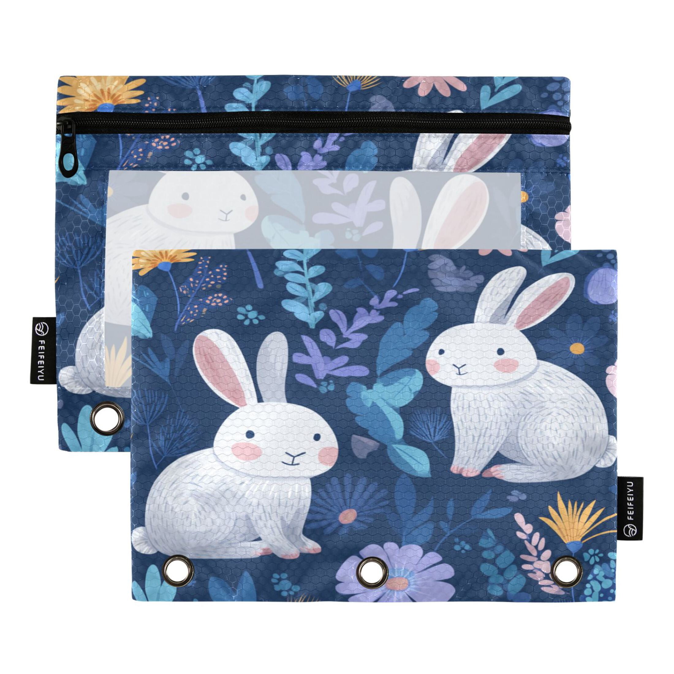 2 Pieces Pencil Bag Binder Pouches 3-Ring Page Turning Folder Pencil ...