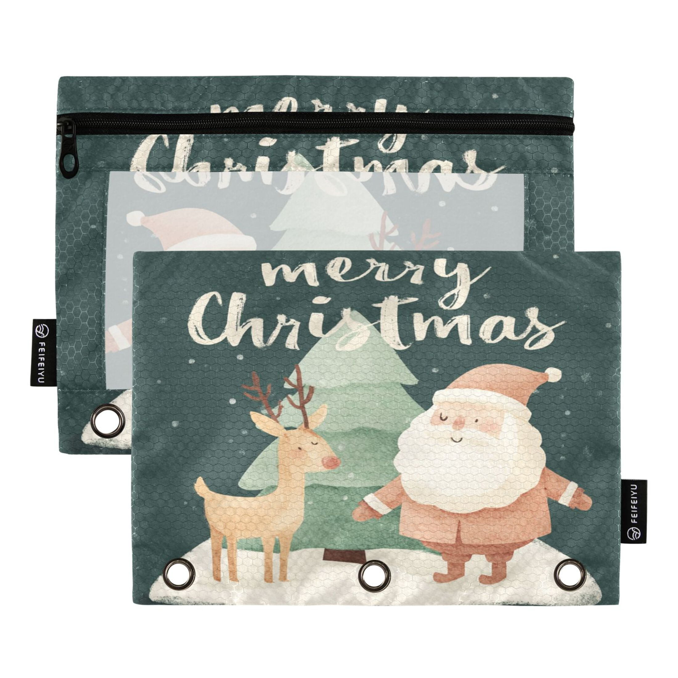 2 Pieces Pencil Bag Binder Pouches 3-Ring Page Turning Folder Pencil ...