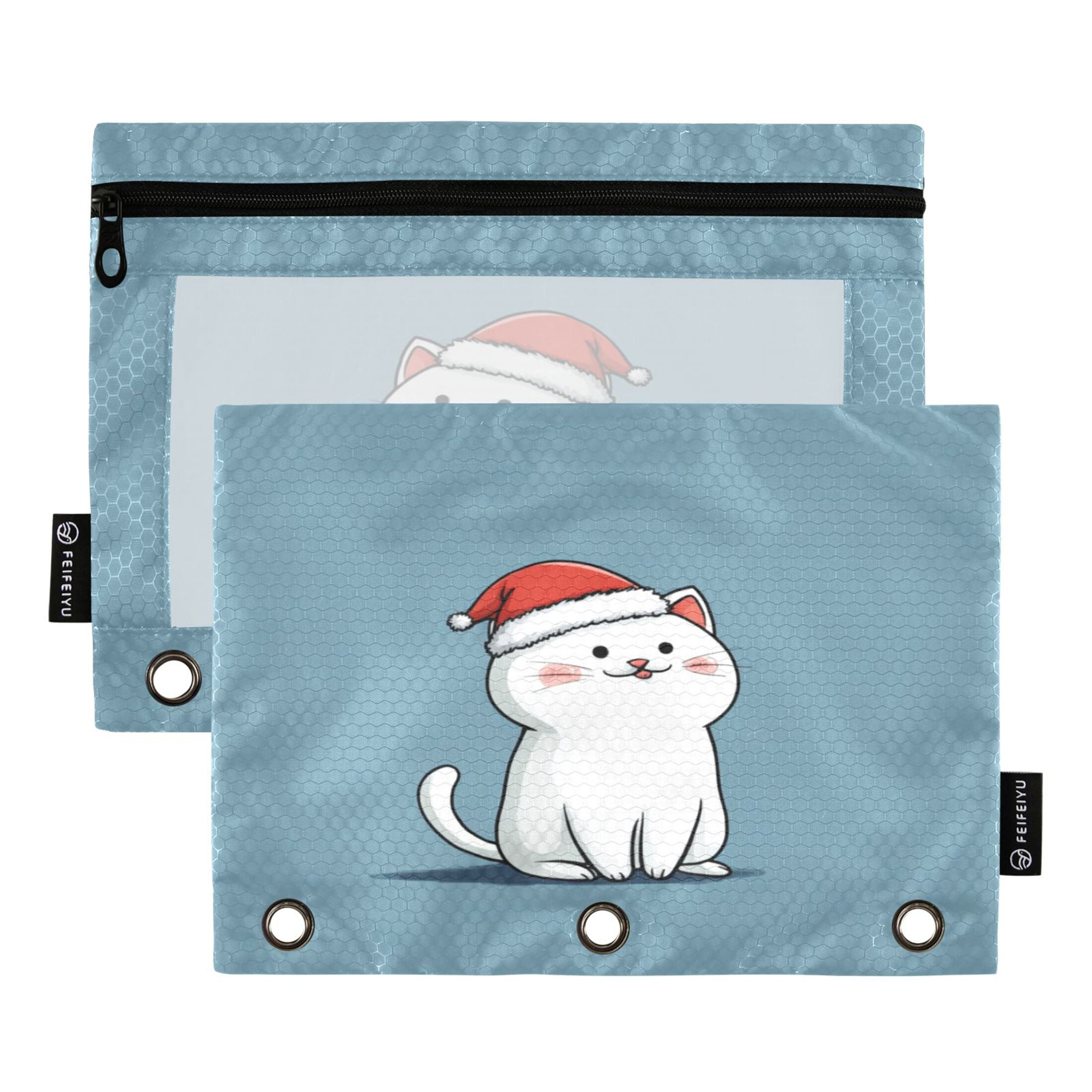 2 Pieces Pencil Bag Binder Pouches 3-Ring Page Turning Folder Pencil ...