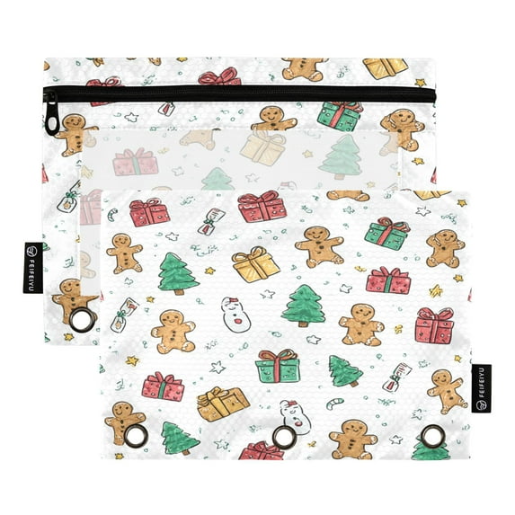 2 Pieces Pencil Bag Binder Pouches 3-Ring Page Turning Folder Pencil ...