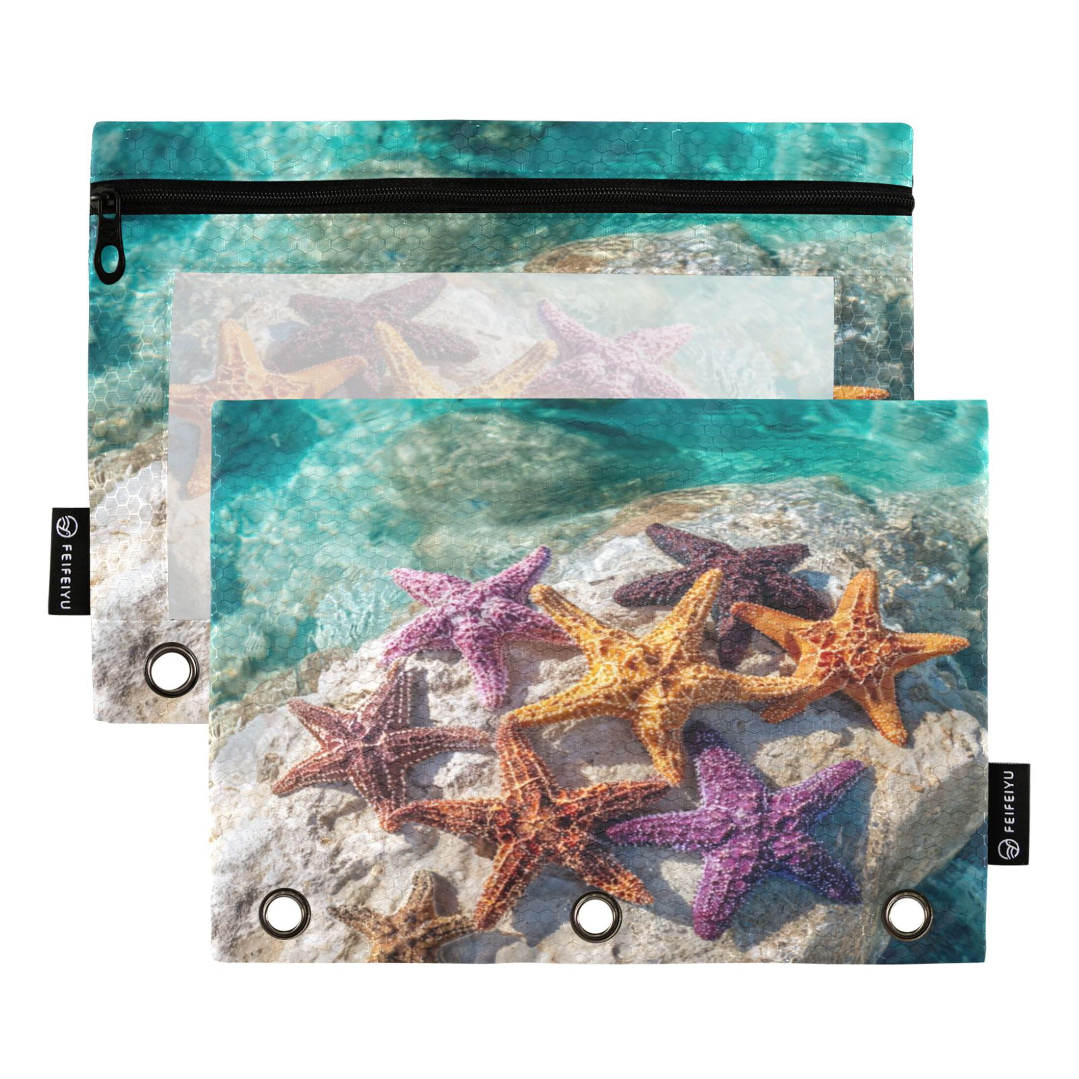 2 Pieces Pencil Bag Binder Pouches 3-Ring Page Turning Folder Pencil ...