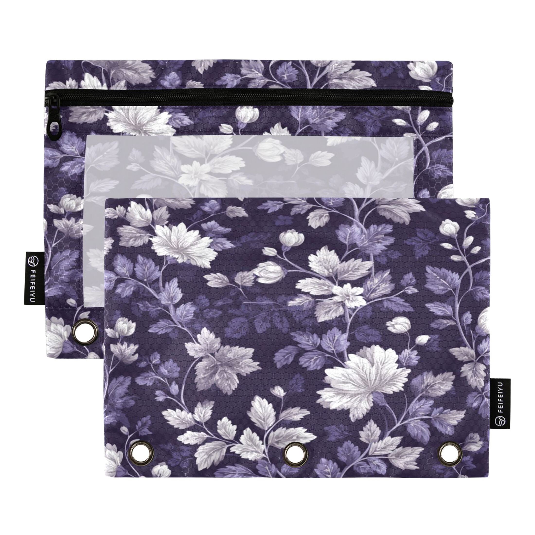 2 Pieces Pencil Bag Binder Pouches 3-Ring Page Turning Folder Pencil ...