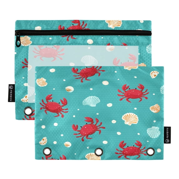 2 Pieces Pencil Bag Binder Pouches 3-Ring Page Turning Folder Pencil ...