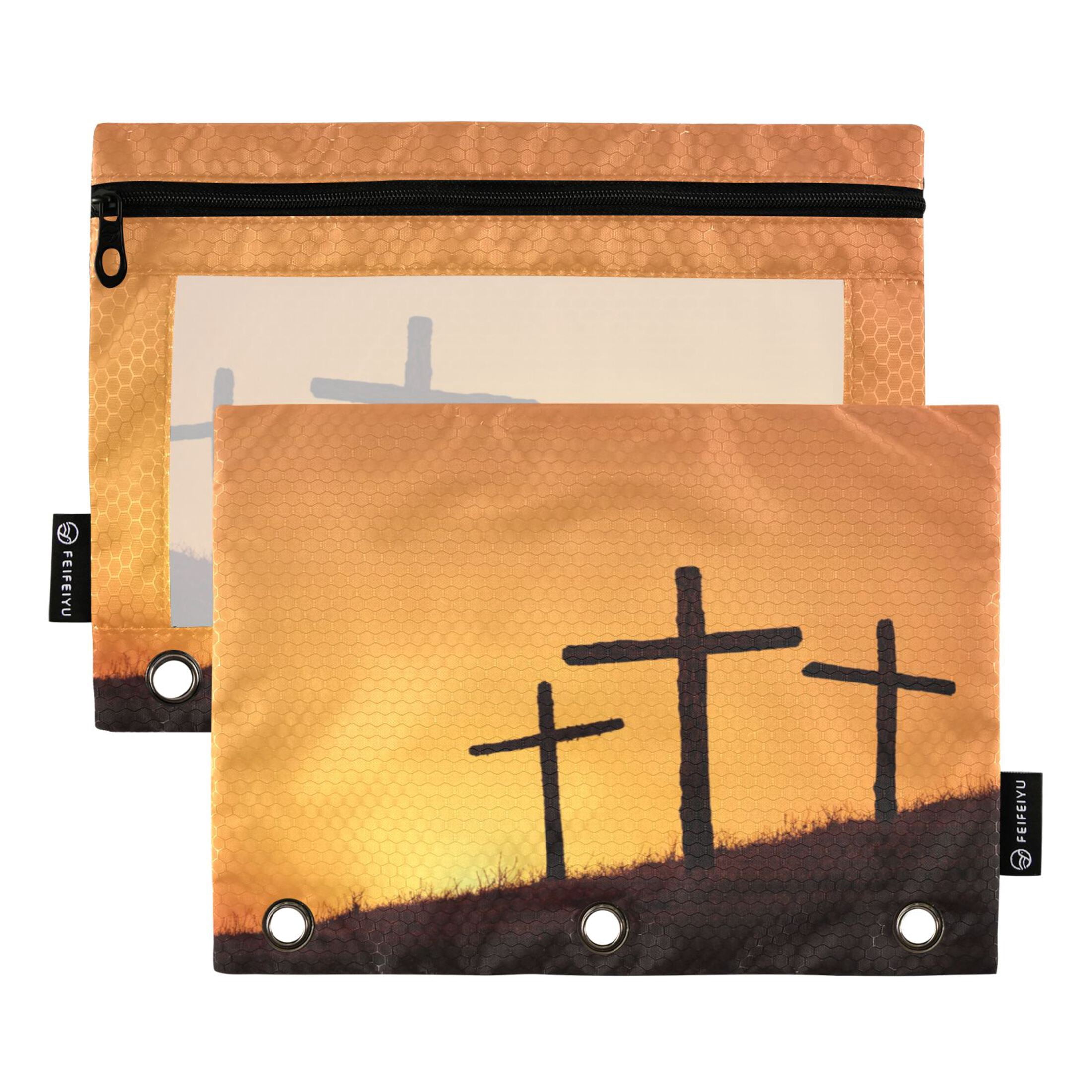 2 Pieces Pencil Bag Binder Pouches 3-Ring Page Turning Folder Pencil ...