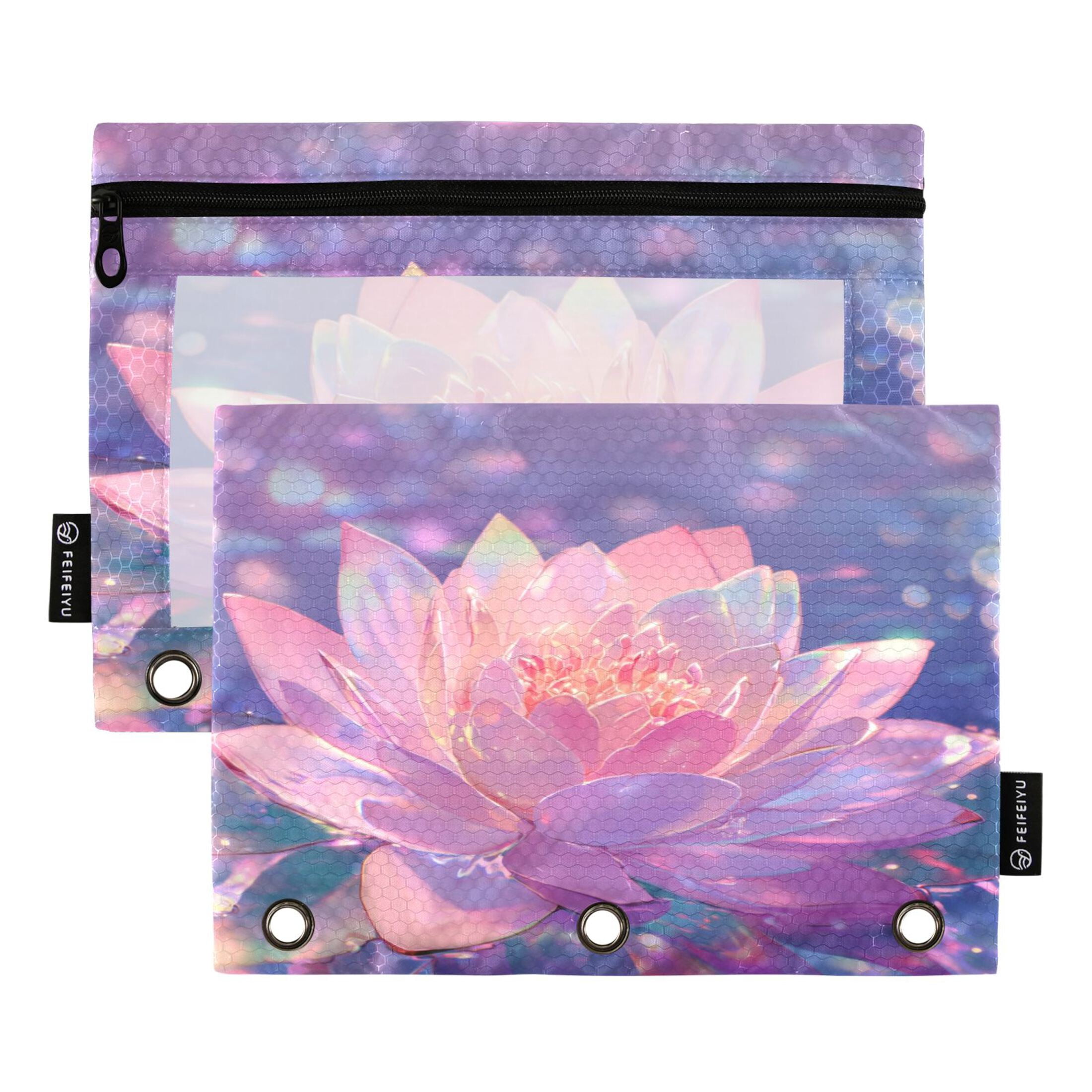 2 Pieces Pencil Bag Binder Pouches 3-Ring Page Turning Folder Pencil ...