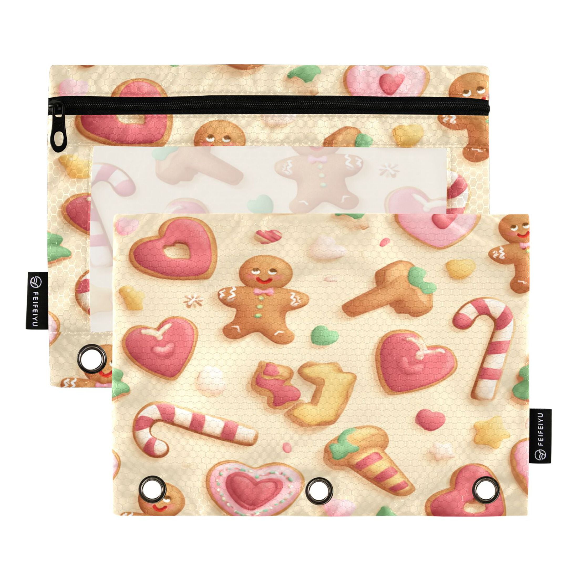 2 Pieces Pencil Bag Binder Pouches 3-Ring Page Turning Folder Pencil ...