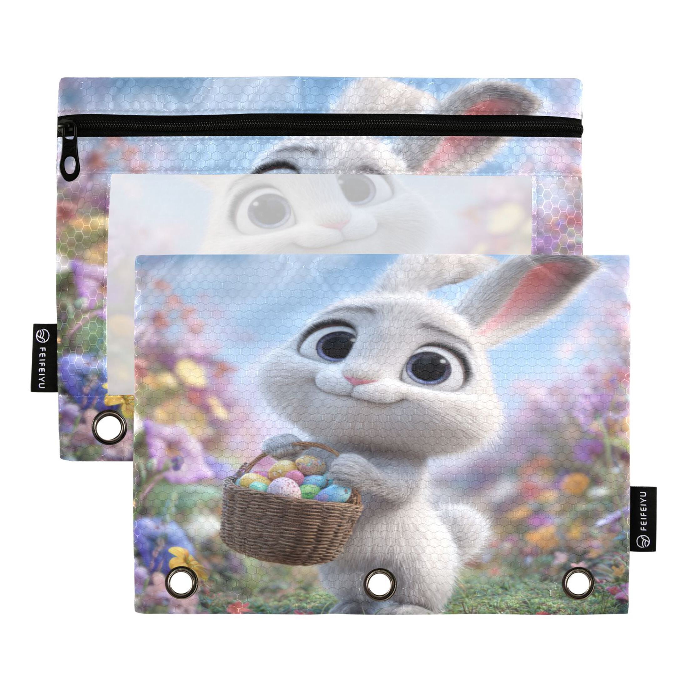 2 Pieces Pencil Bag Binder Pouches 3-Ring Page Turning Folder Pencil ...