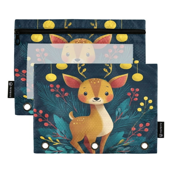2 Pieces Pencil Bag Binder Pouches 3-Ring Page Turning Folder Pencil ...