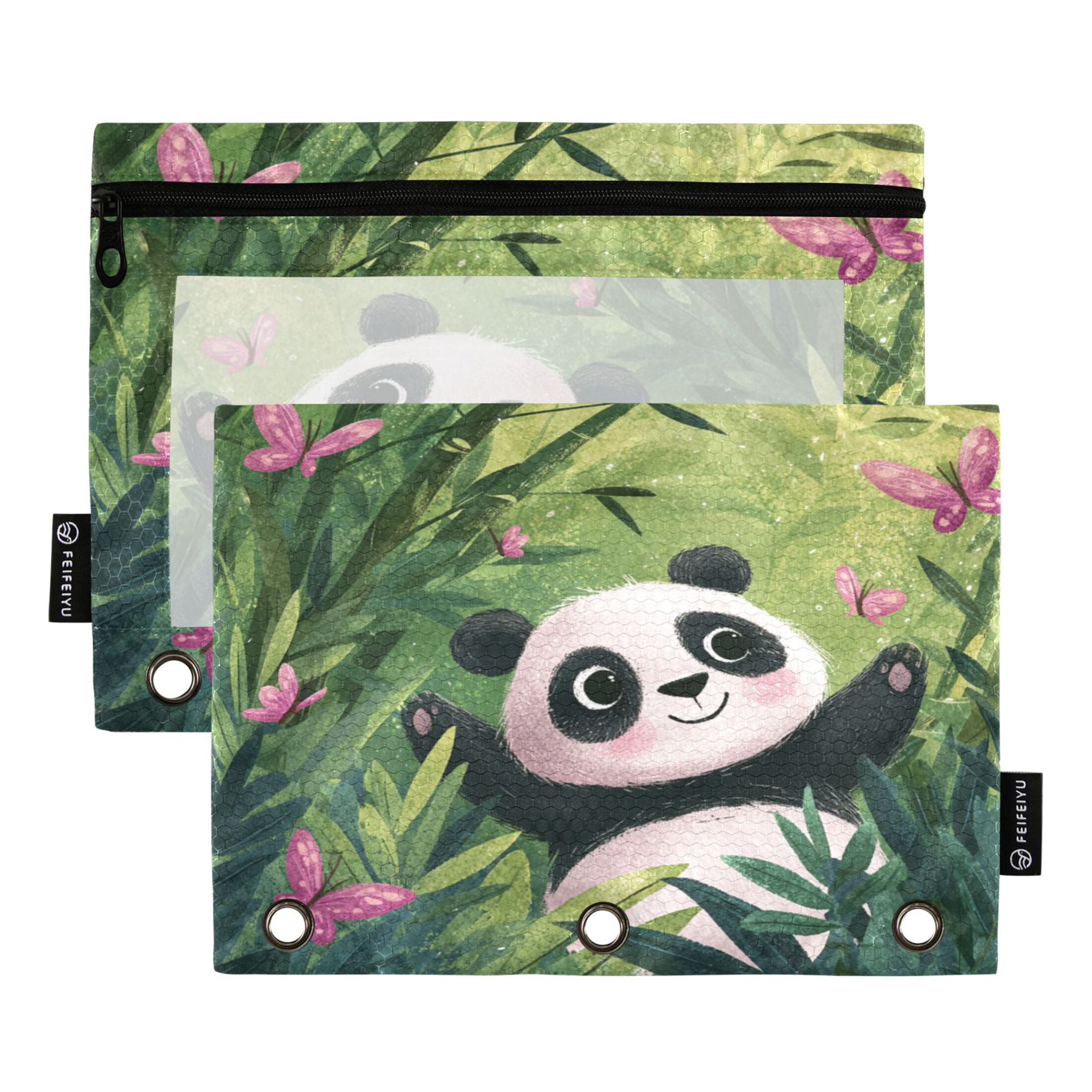 2 Pieces Pencil Bag Binder Pouches 3-Ring Page Turning Folder Pencil ...