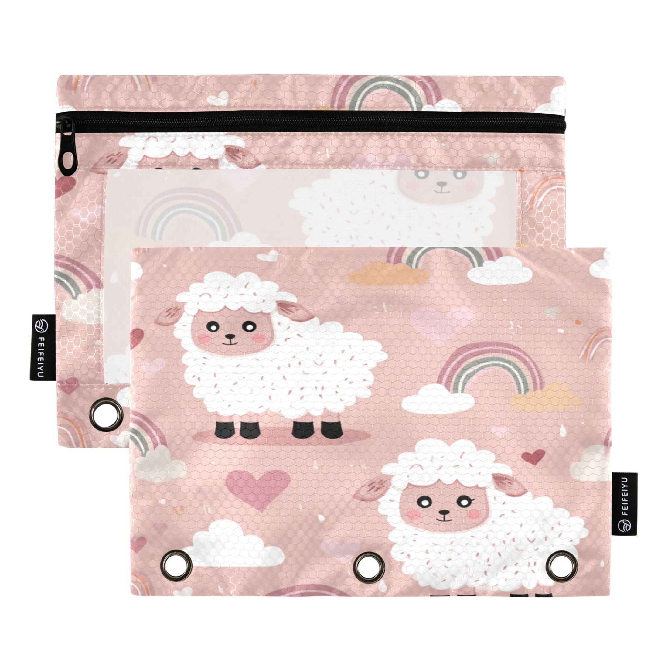 2 Pieces Pencil Bag Binder Pouches 3-Ring Page Turning Folder Pencil ...