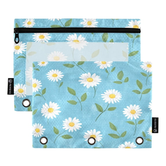 2 Pieces Pencil Bag Binder Pouches 3-Ring Page Turning Folder Pencil ...