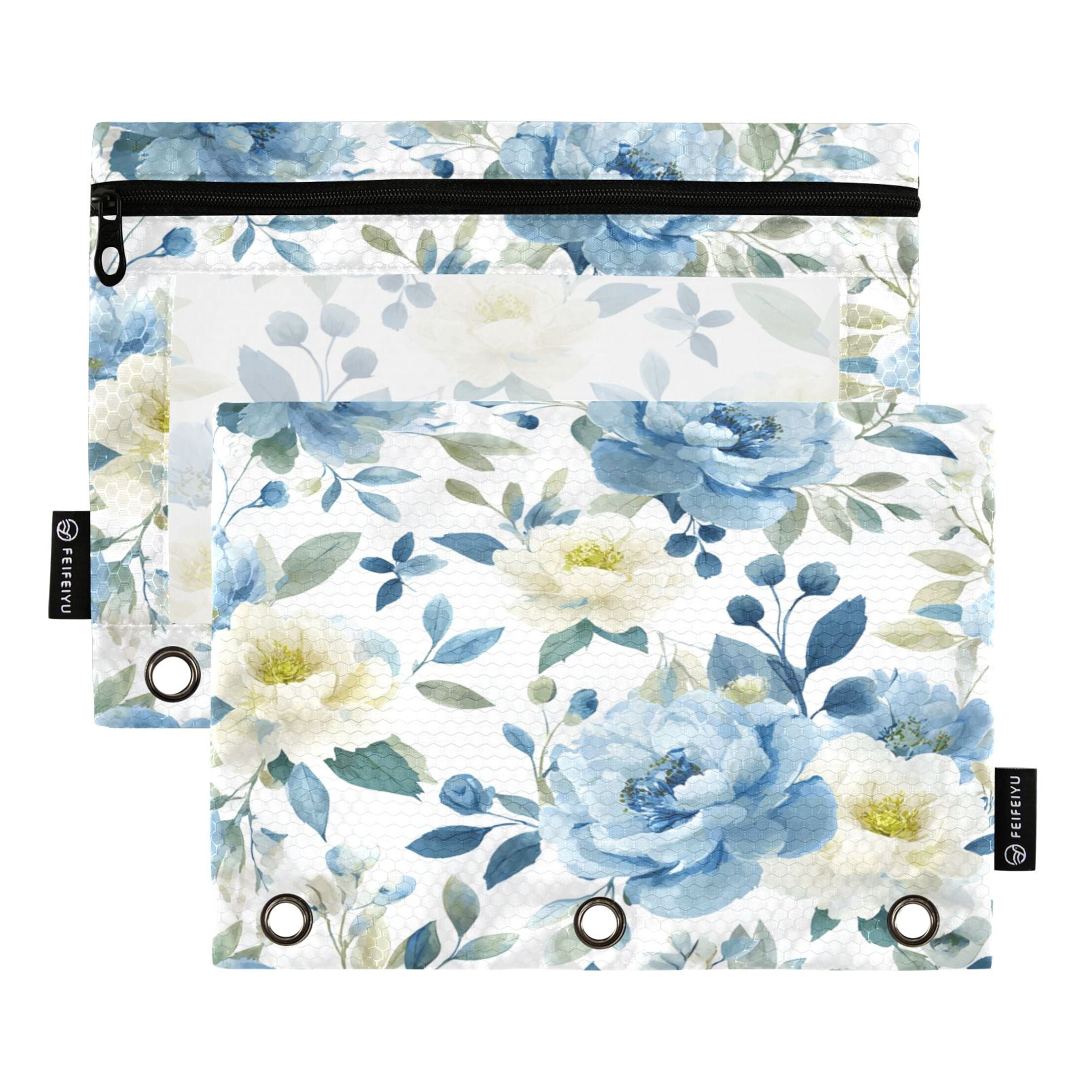 2 Pieces Pencil Bag Binder Pouches 3-Ring Page Turning Folder Pencil ...