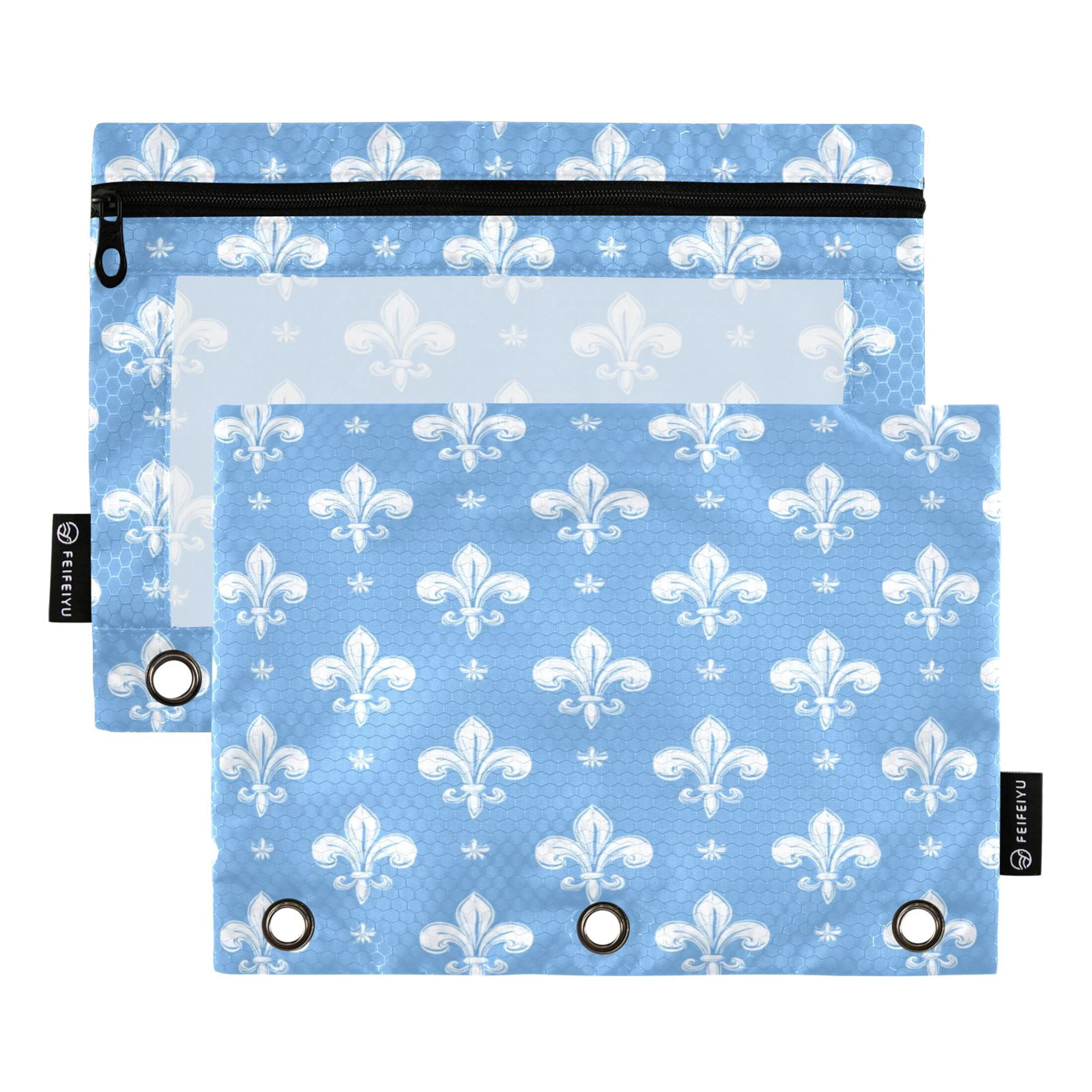2 Pieces Pencil Bag Binder Pouches 3-Ring Page Turning Folder Pencil ...