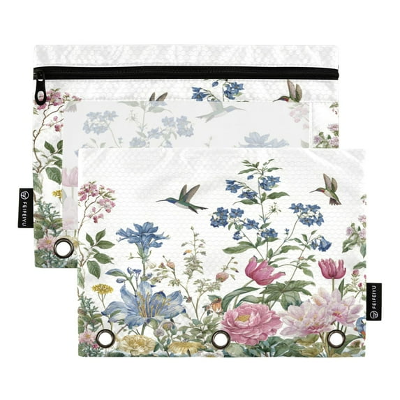 2 Pieces Pencil Bag Binder Pouches 3-Ring Page Turning Folder Pencil ...