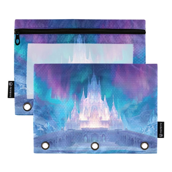 2 Pieces Pencil Bag Binder Pouches 3-Ring Page Turning Folder Pencil ...