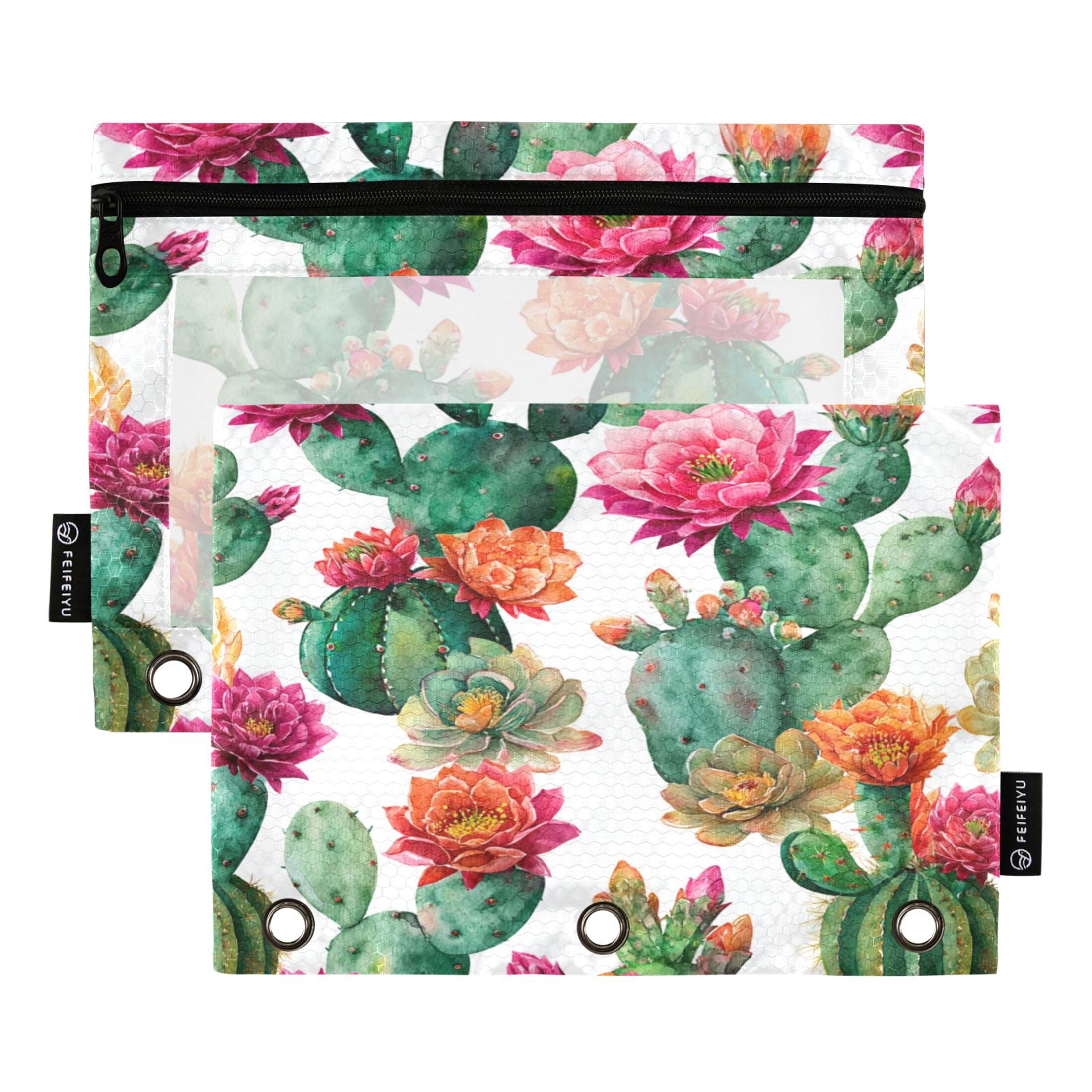 2 Pieces Pencil Bag Binder Pouches 3-Ring Page Turning Folder Pencil ...