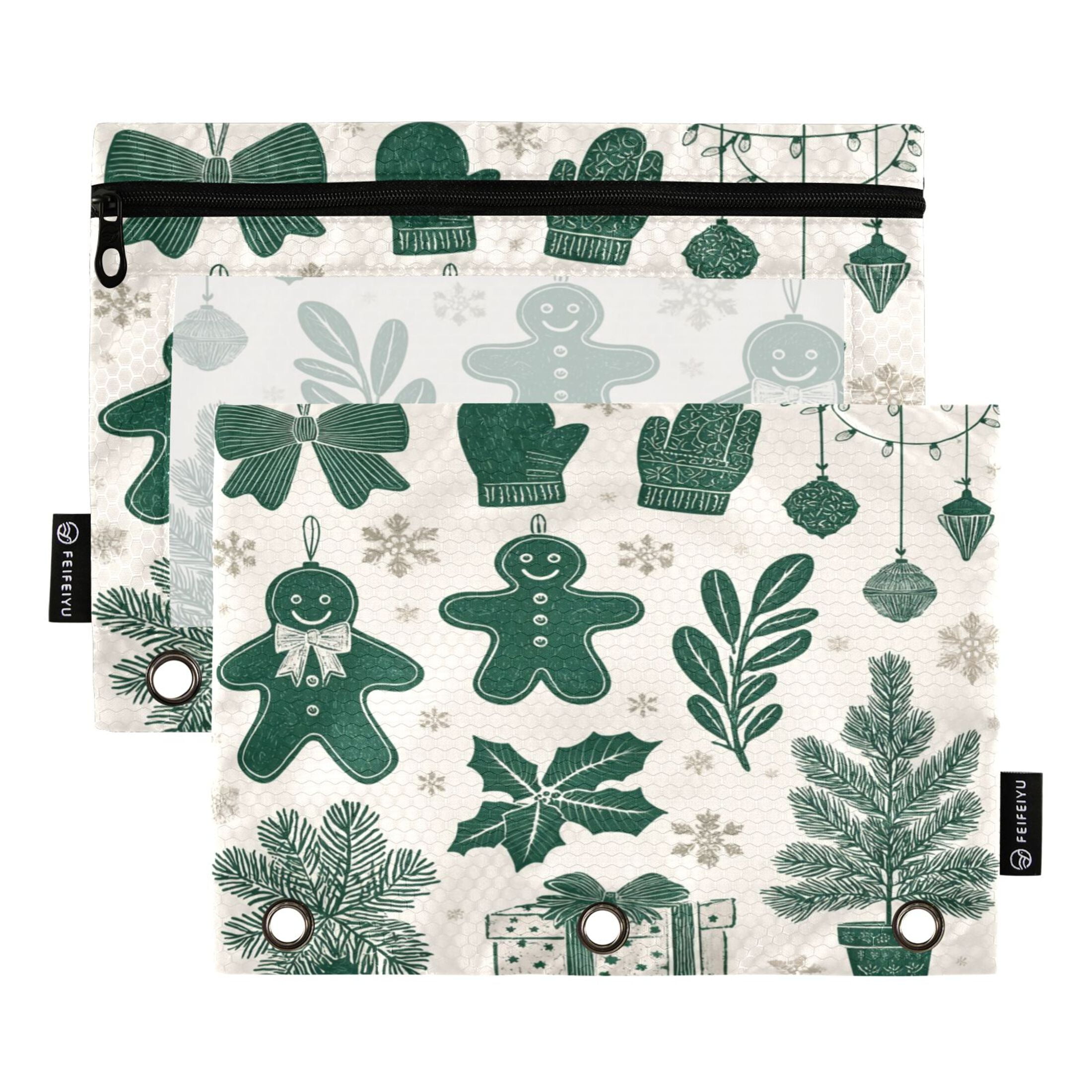 2 Pieces Pencil Bag Binder Pouches 3-Ring Page Turning Folder Pencil ...